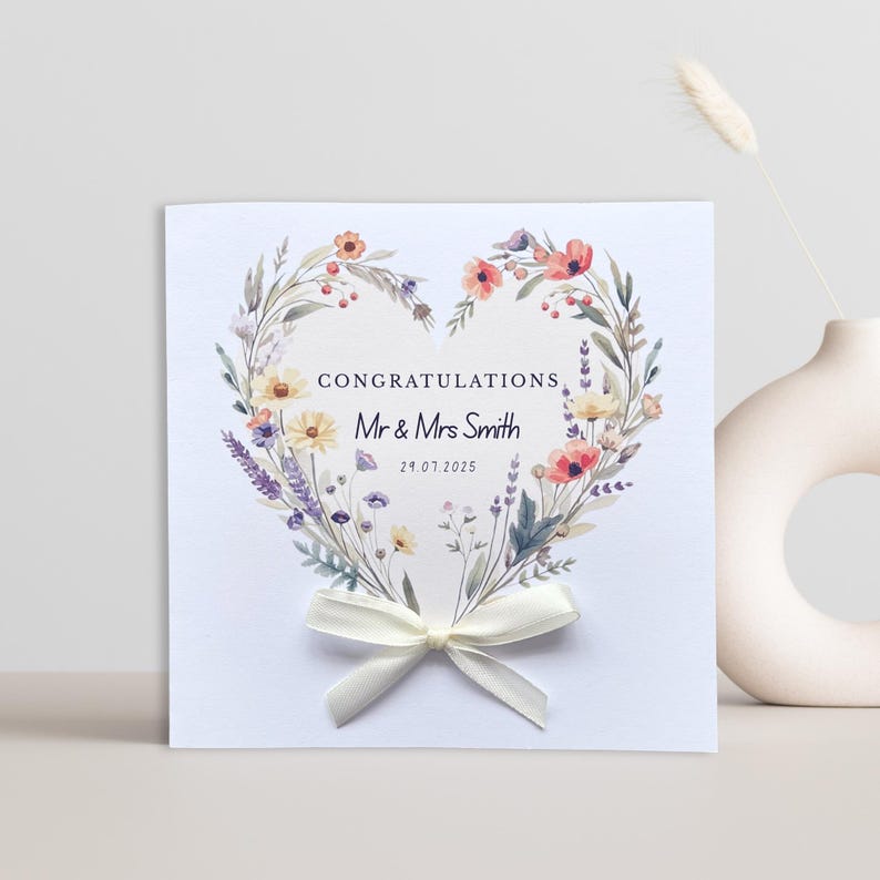 Personalised Wedding Card With Ribbon- Newly Weds, Mr & Mrs, Bride and ...