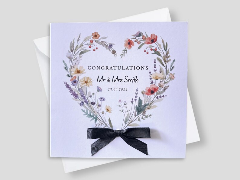 Personalised Wedding Card With Ribbon- Newly Weds, Mr & Mrs, Bride and ...