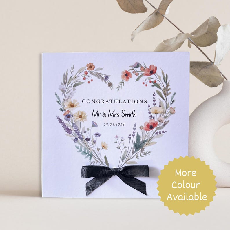 Personalised Wedding Card With Ribbon- Newly Weds, Mr & Mrs, Bride and ...