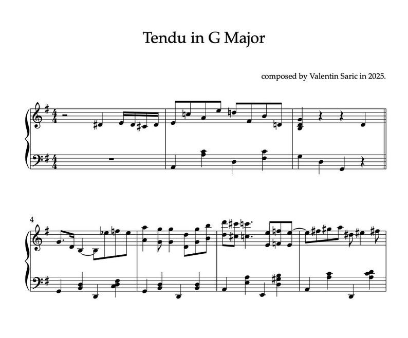 Tendu in G Major – Ballet Class Piano Sheet Music - Etsy