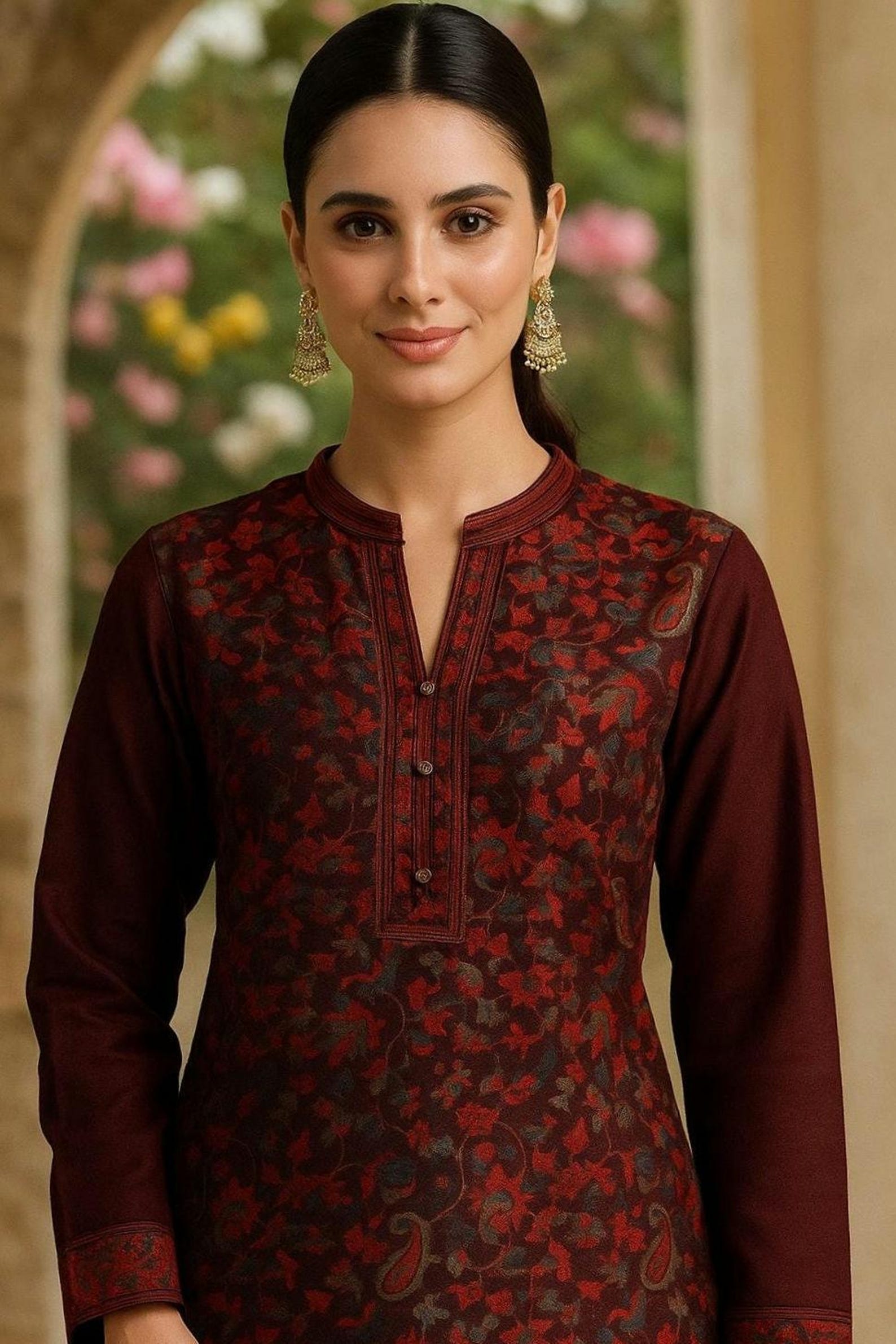 Elegant Wool Kurta Set for Women | Winter Festive Suit With Dupatta ...