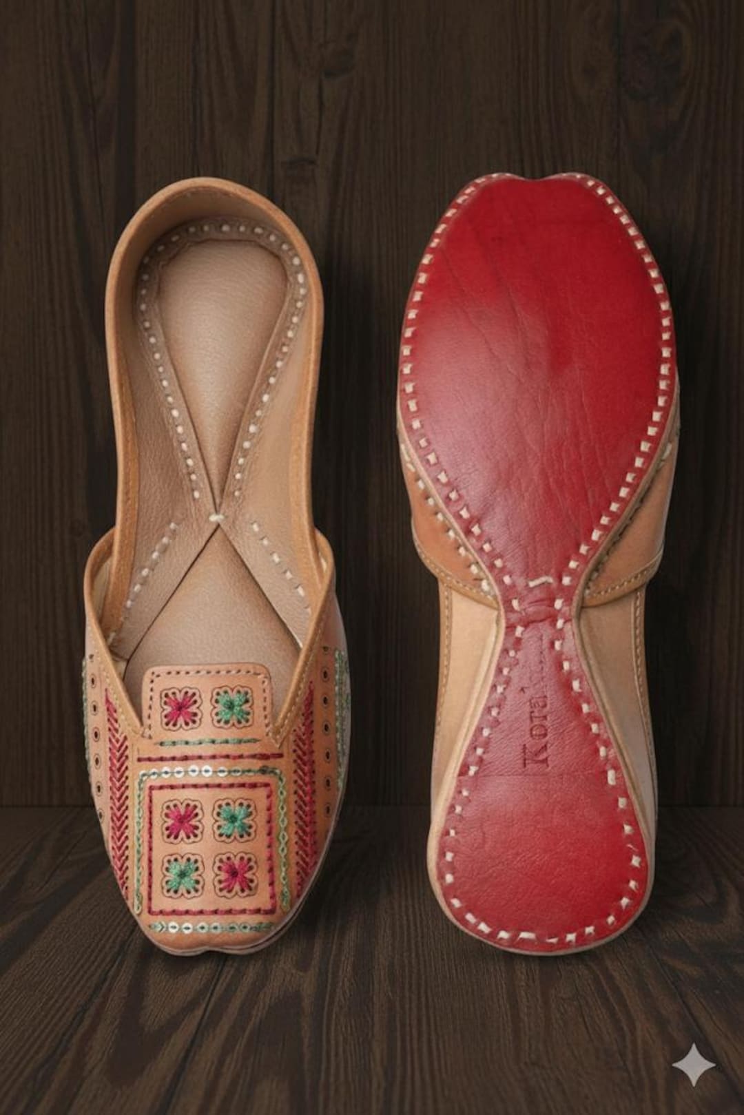 Handmade Leather Mojari Shoes for Women | Beige Jutti | Slip-on Ethnic ...