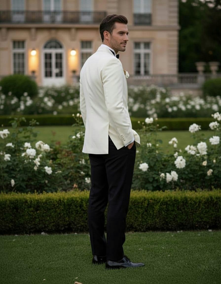 Ivory Tuxedo Suit Men, Satin Lapel, Slim Fit Dinner Jacket, Luxury ...