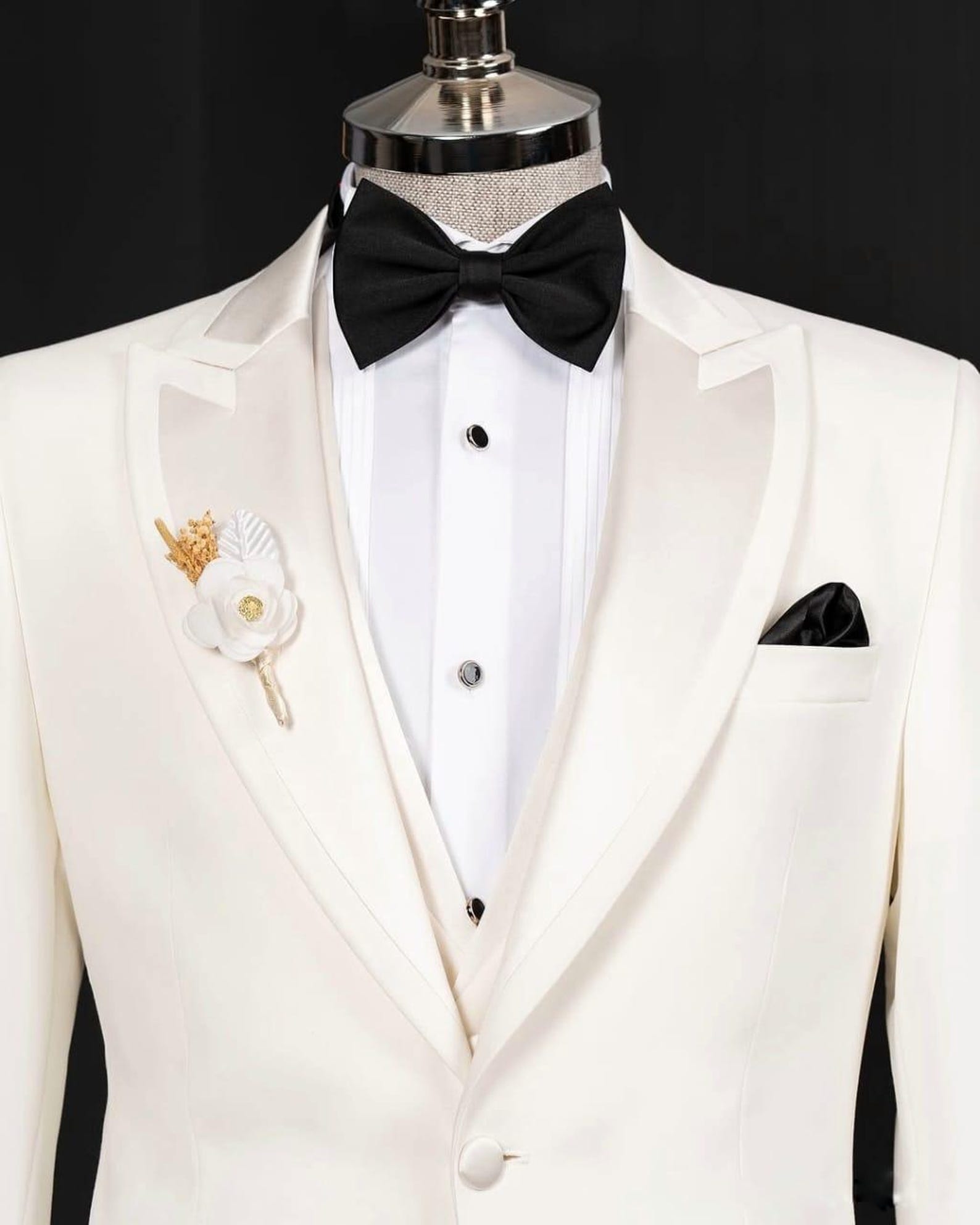 Ivory Tuxedo Suit Men, Satin Lapel, Slim Fit Dinner Jacket, Luxury ...
