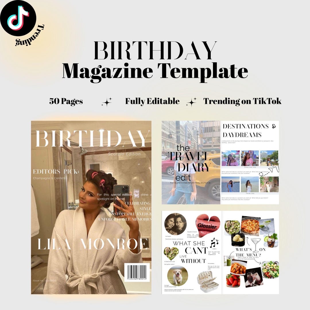 Editable Birthday Magazine Template | Custom Birthday Gift | Canva ...
