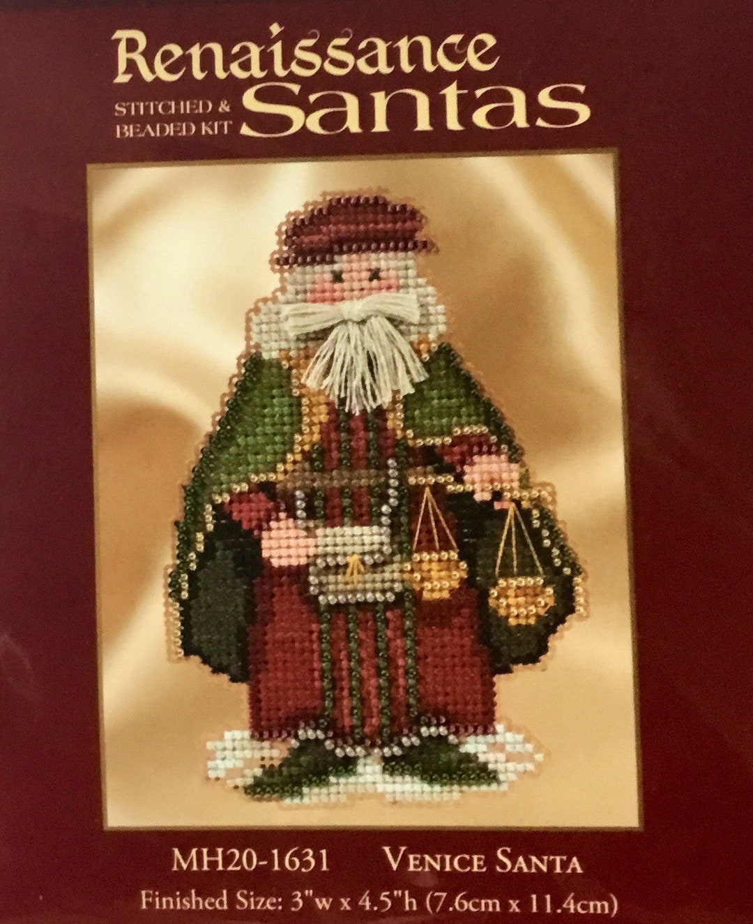 Renaissance Santa Kit, Venice Santa Counted Cross Stitch, Glass Bead ...