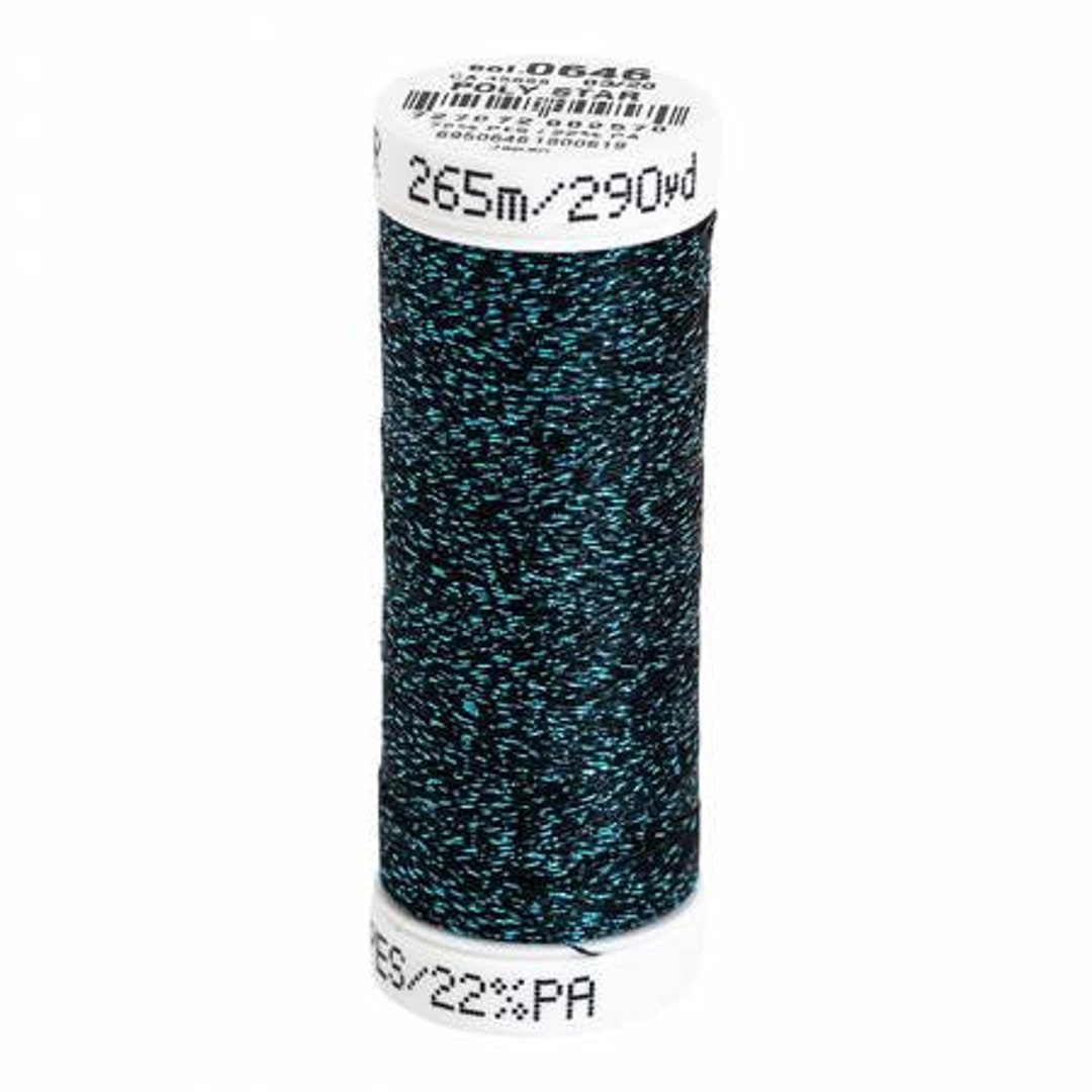 Poly Sparkle 30wt Thread 290yd Spool Black With Aqua Sparkle 0646 - Etsy