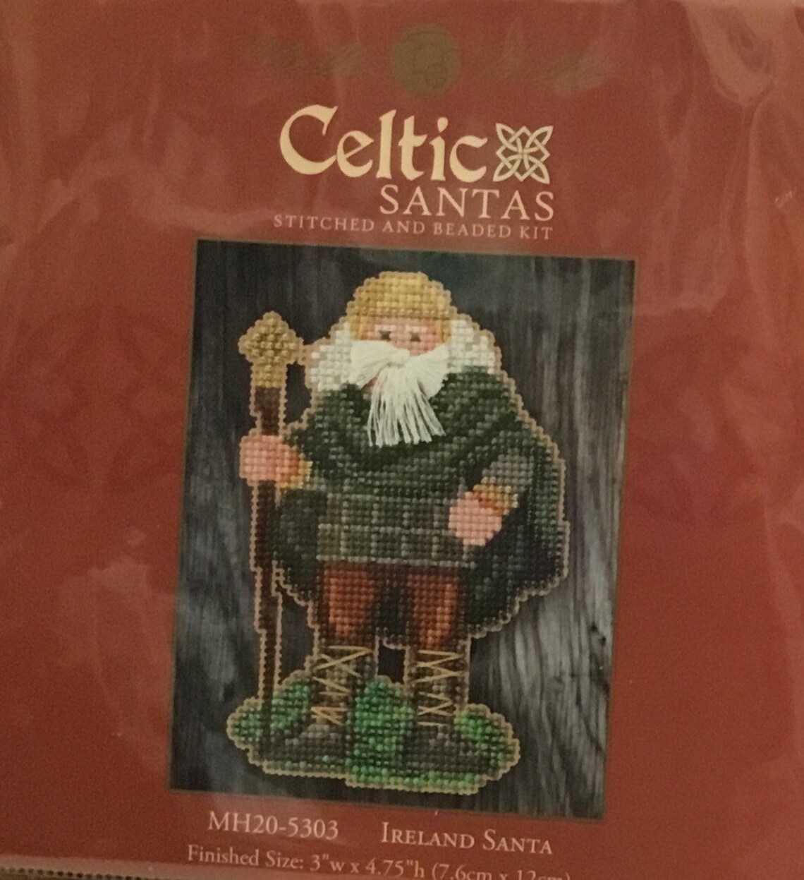 Celtic Santa Kit Ireland Santa Counted Cross Stitch Glass | Etsy