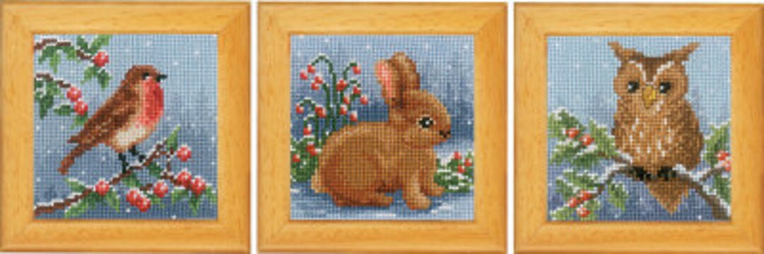 Winter Animals Cross Stitch Kit by Vervaco - Etsy