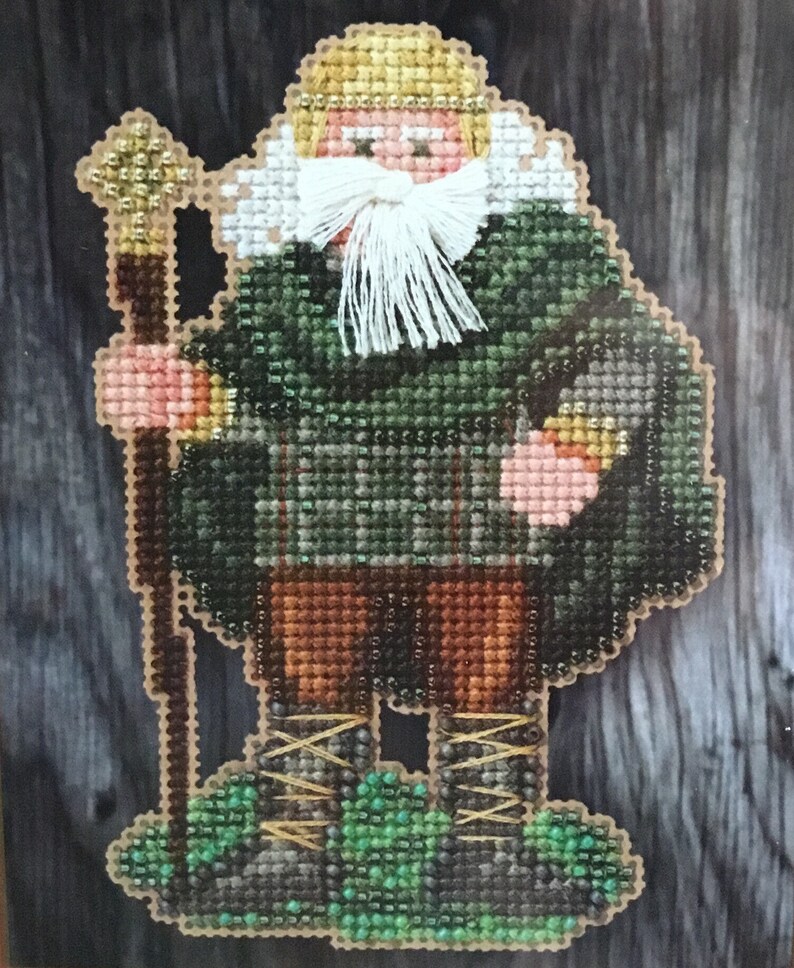Celtic Santa Kit Ireland Santa Counted Cross Stitch Glass | Etsy