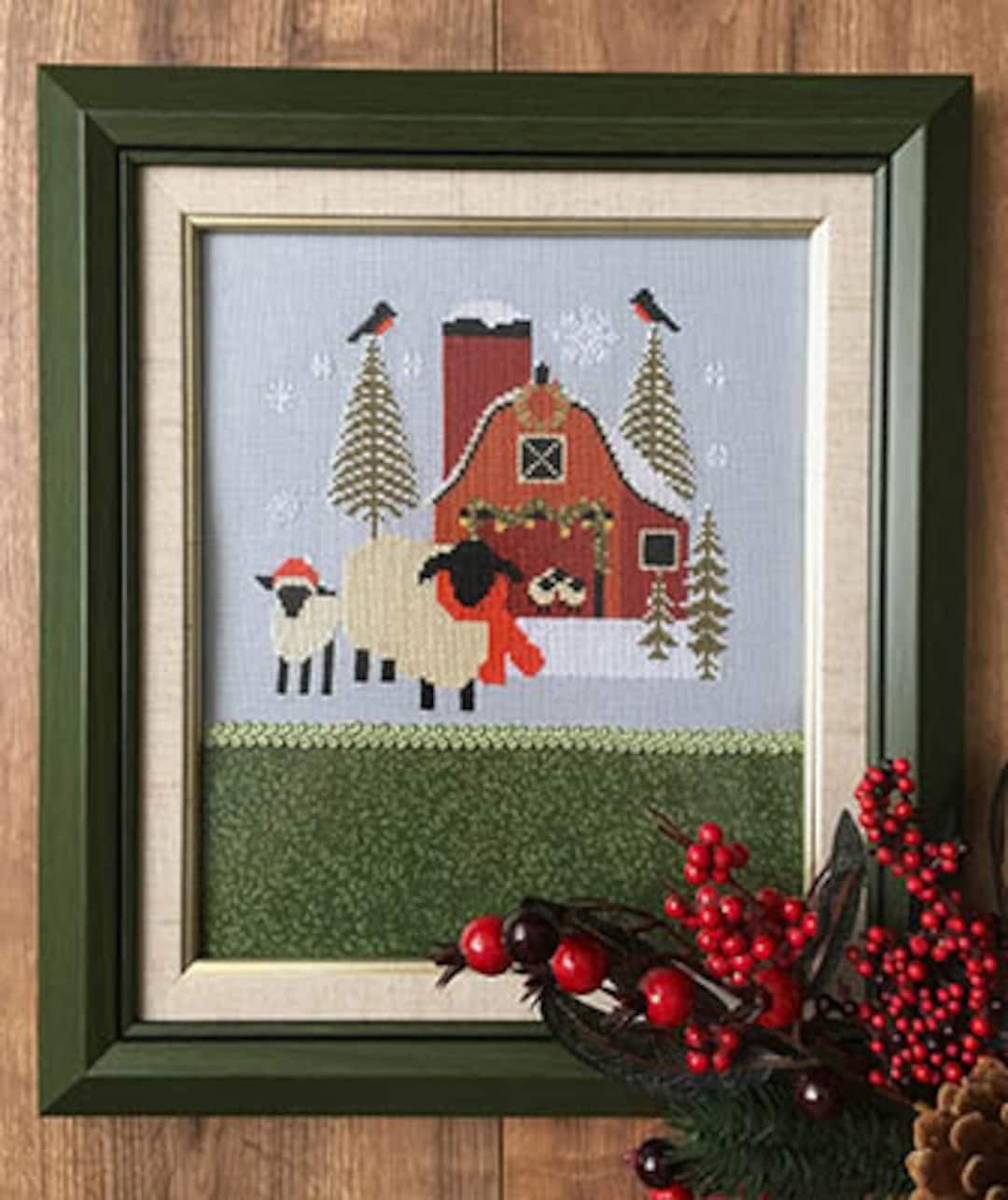 Christmas Barn Cross Stitch Pattern, Pattern by Twin Peaks Primitives ...