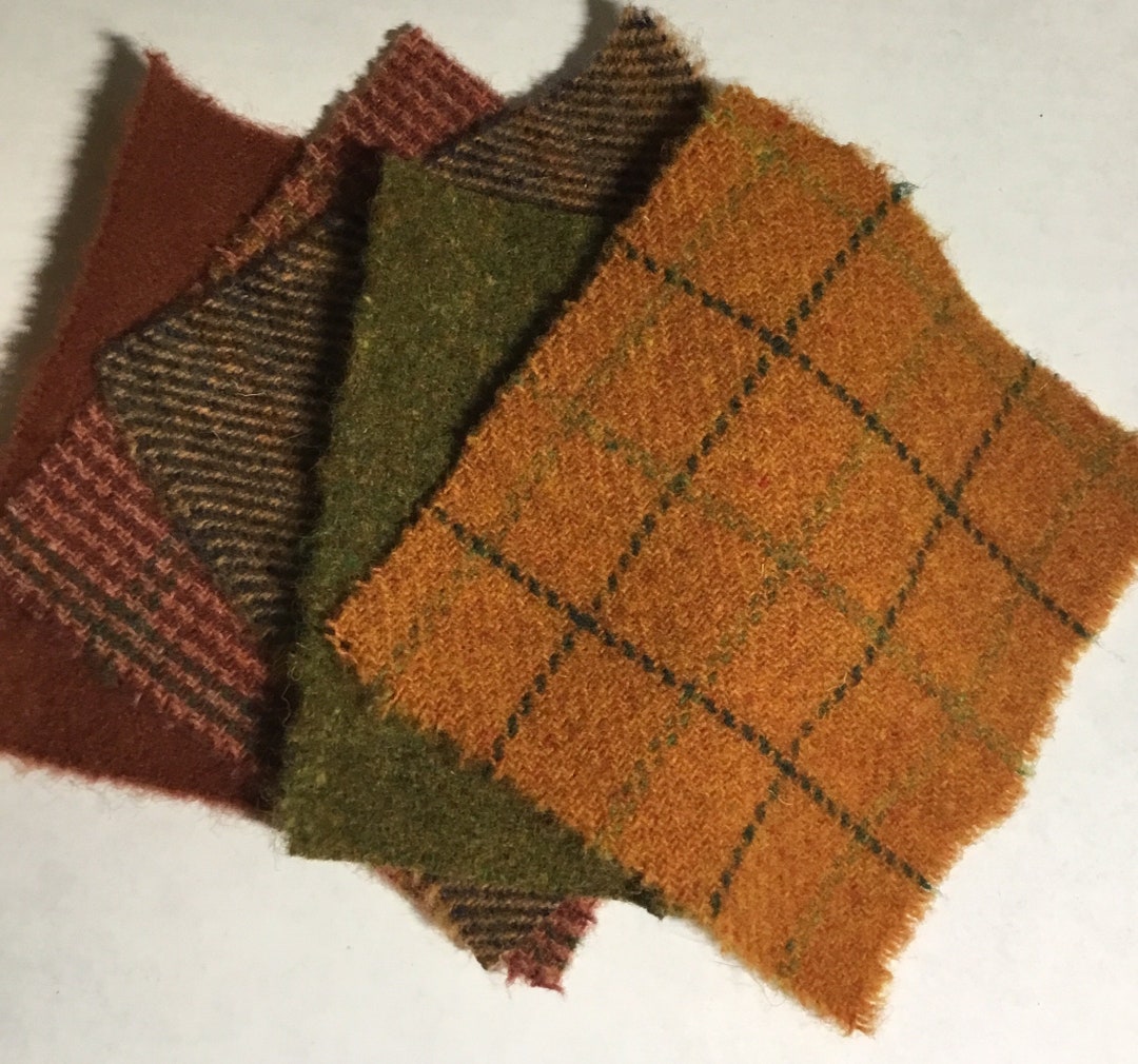 Fall Felted Wool Sample Pack 4x4 5 Piece Assorted - Etsy