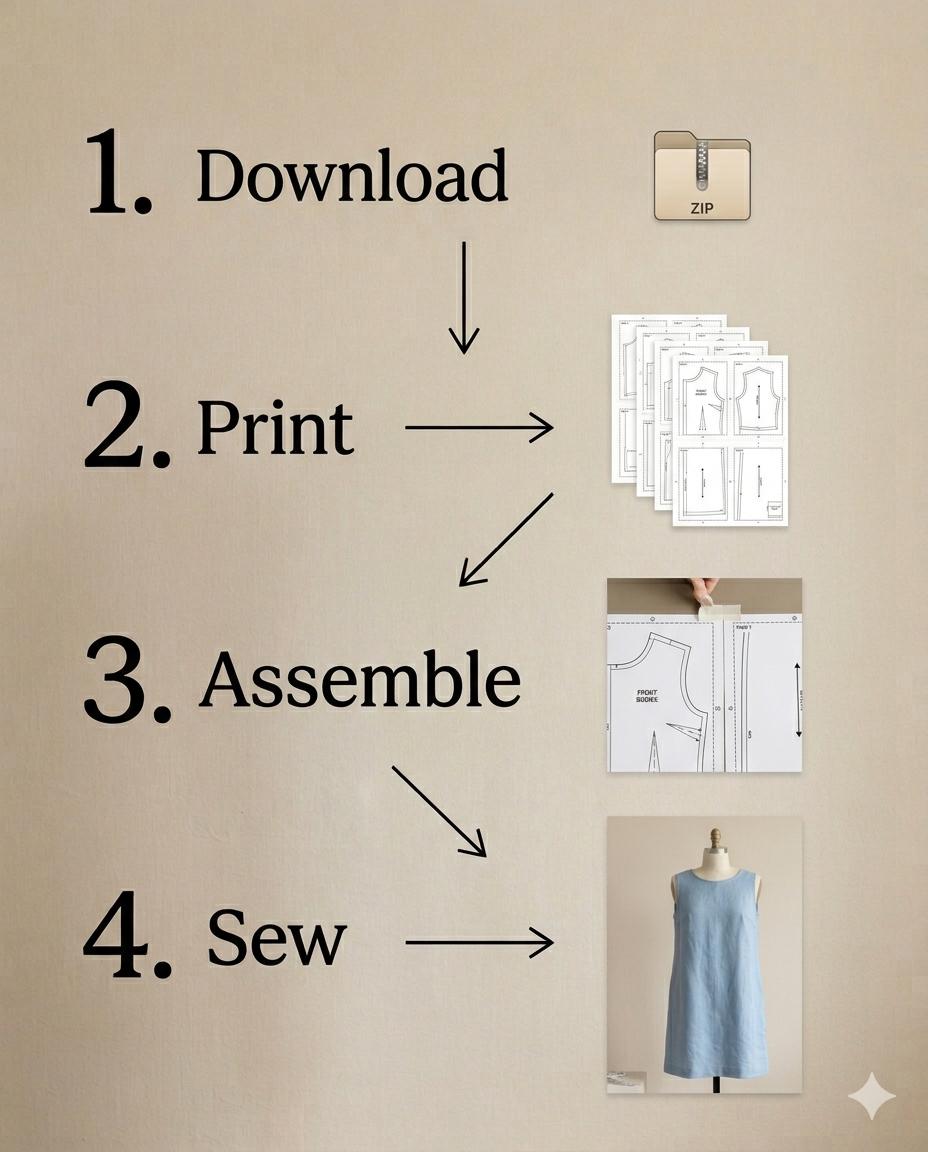 Sleeveless Shift Dress Sewing Pattern PDF – A4, US Letter & A0 - Etsy ...