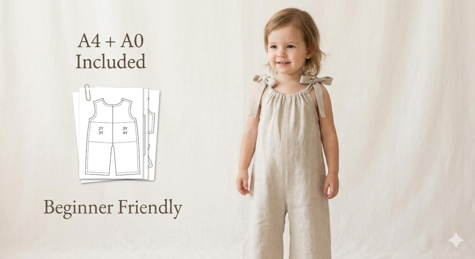 Toddler Jumpsuit Sewing Pattern, Kids Romper PDF, Wide Leg Outfit ...