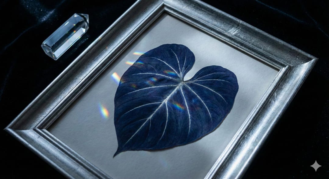 30 Midnight Blue Heart Plant Prints, Moody Botanical Art, Dark Academia ...
