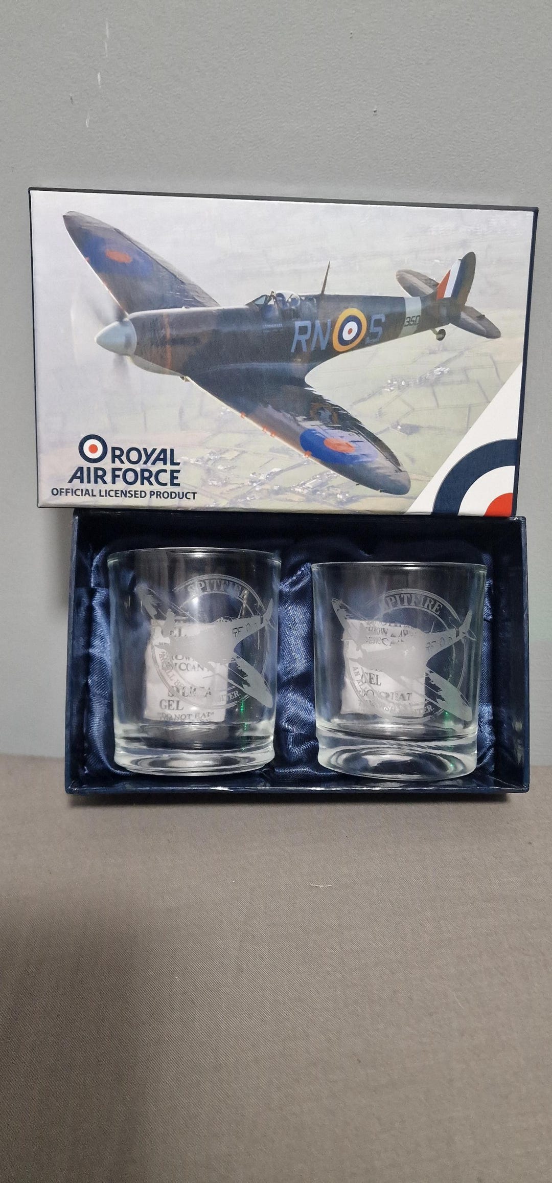 Set of 2 Spitfire Whiskey Glasses Tumblers Licensed by Royal Air Force ...