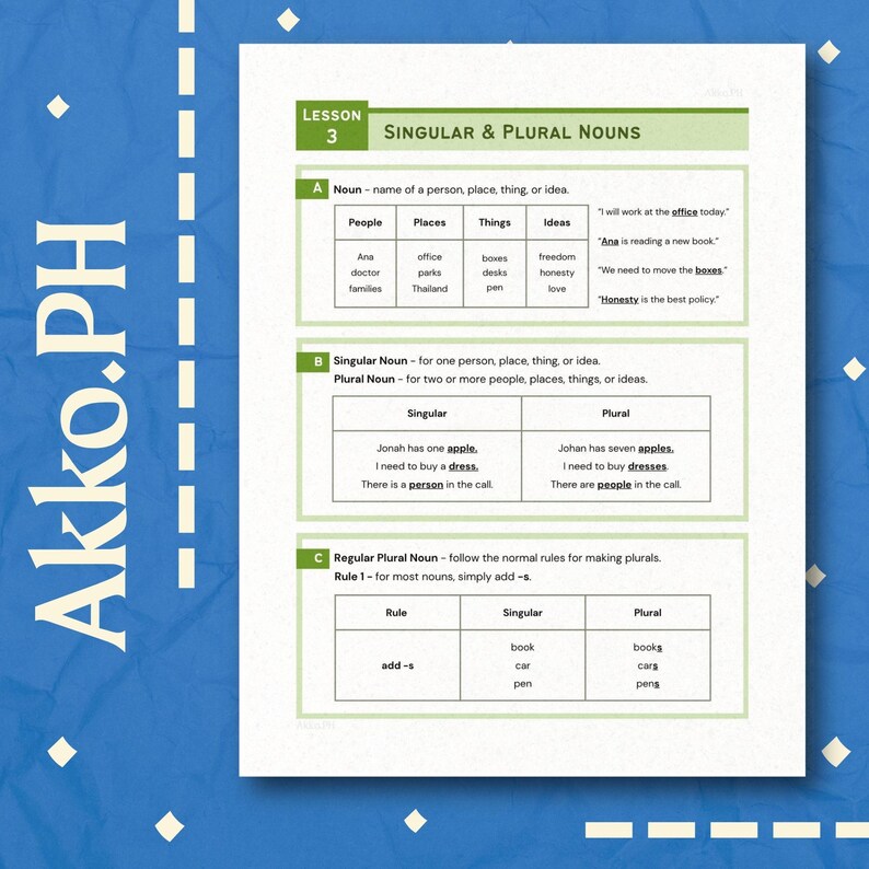 Singular and Plural Nouns Worksheet for Adults | ESL Grammar Practice ...