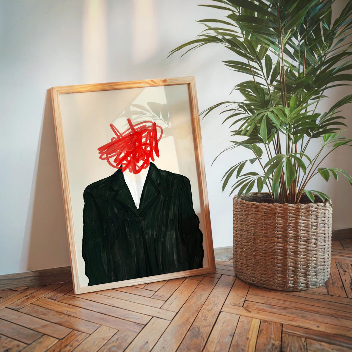 Red Scribble Abstract Art Print, Minimalist Modern Decor (digital ...