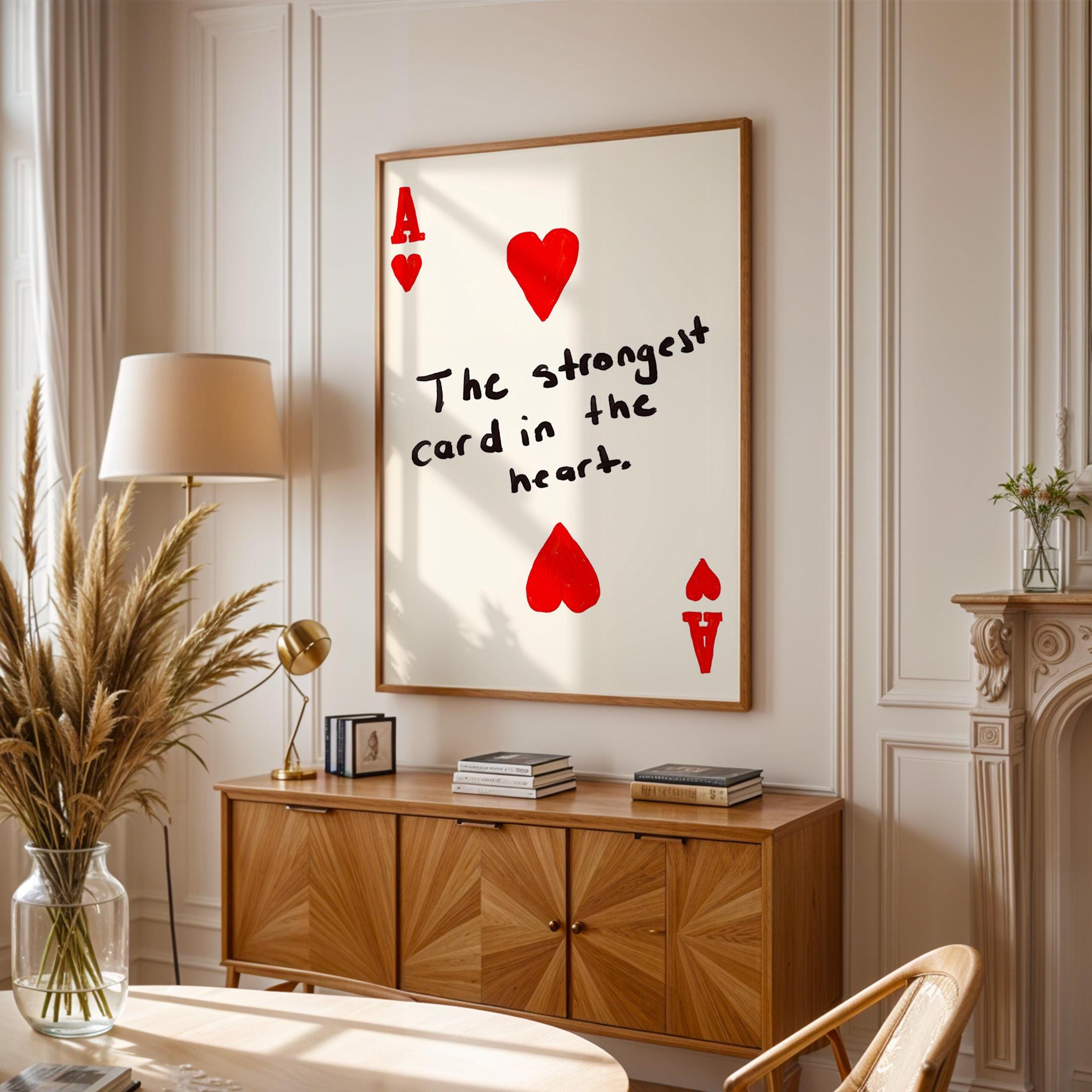 Hearts Ace Message Poster, Playful Card-style Quote Art Print, Red ...