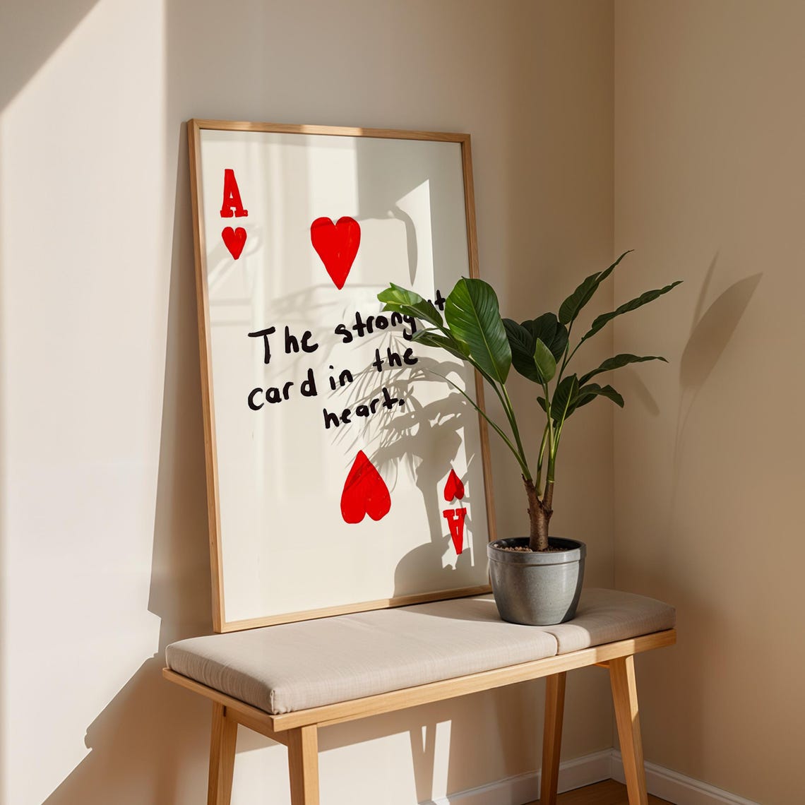 Hearts Ace Message Poster, Playful Card-style Quote Art Print, Red ...