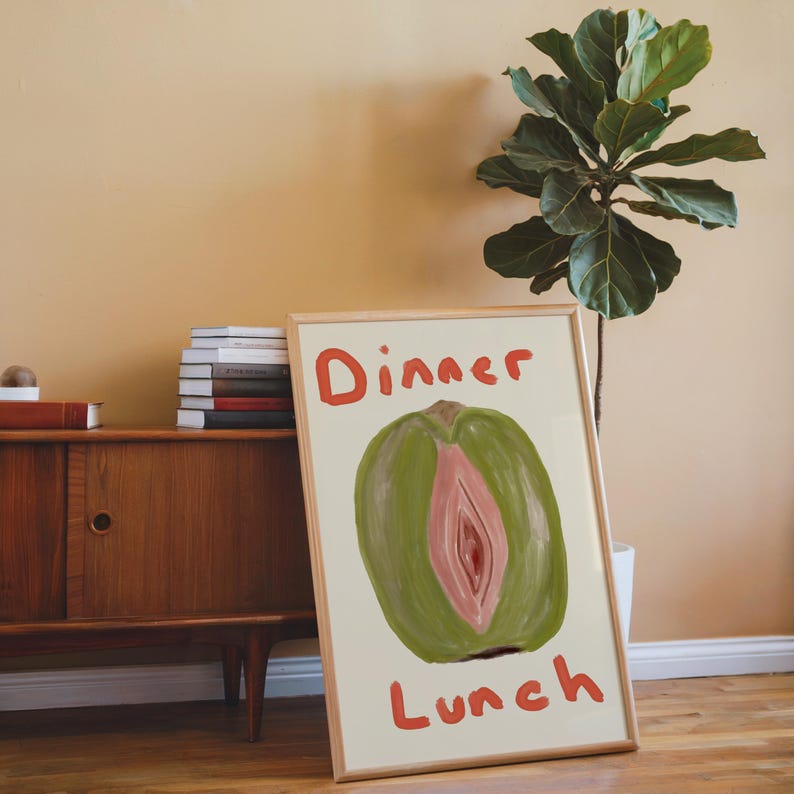 Dinner / Lunch – Feminist Food Symbolism Art Print, Bold Contemporary ...