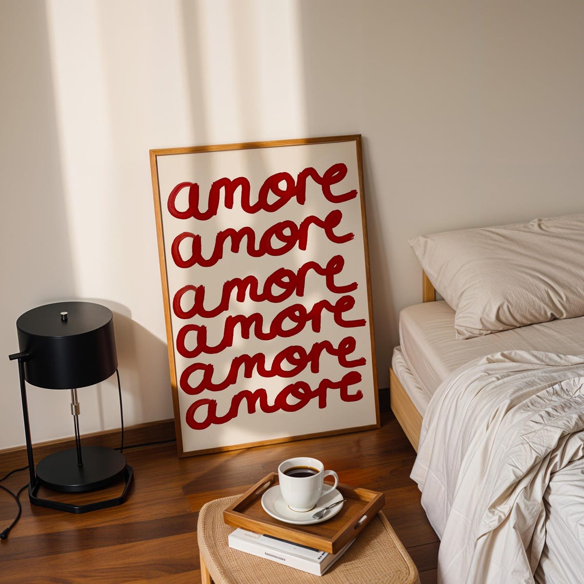 Amore Amore: Modern Typography Art Print and Minimal Red Love Poster ...