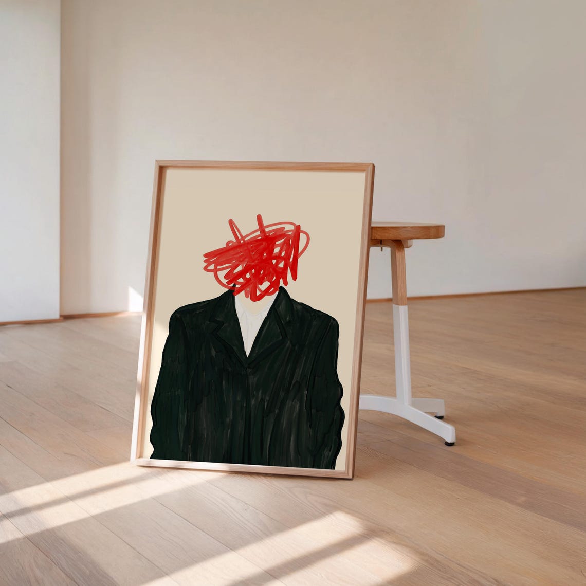 Red Scribble Abstract Art Print, Minimalist Modern Decor (digital ...