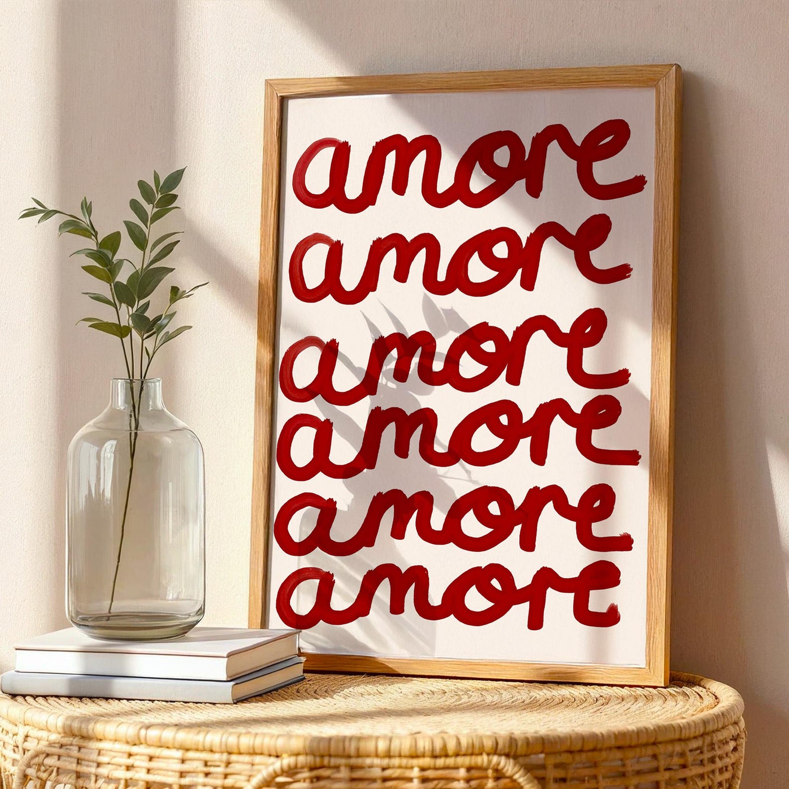 Amore Amore: Modern Typography Art Print and Minimal Red Love Poster ...