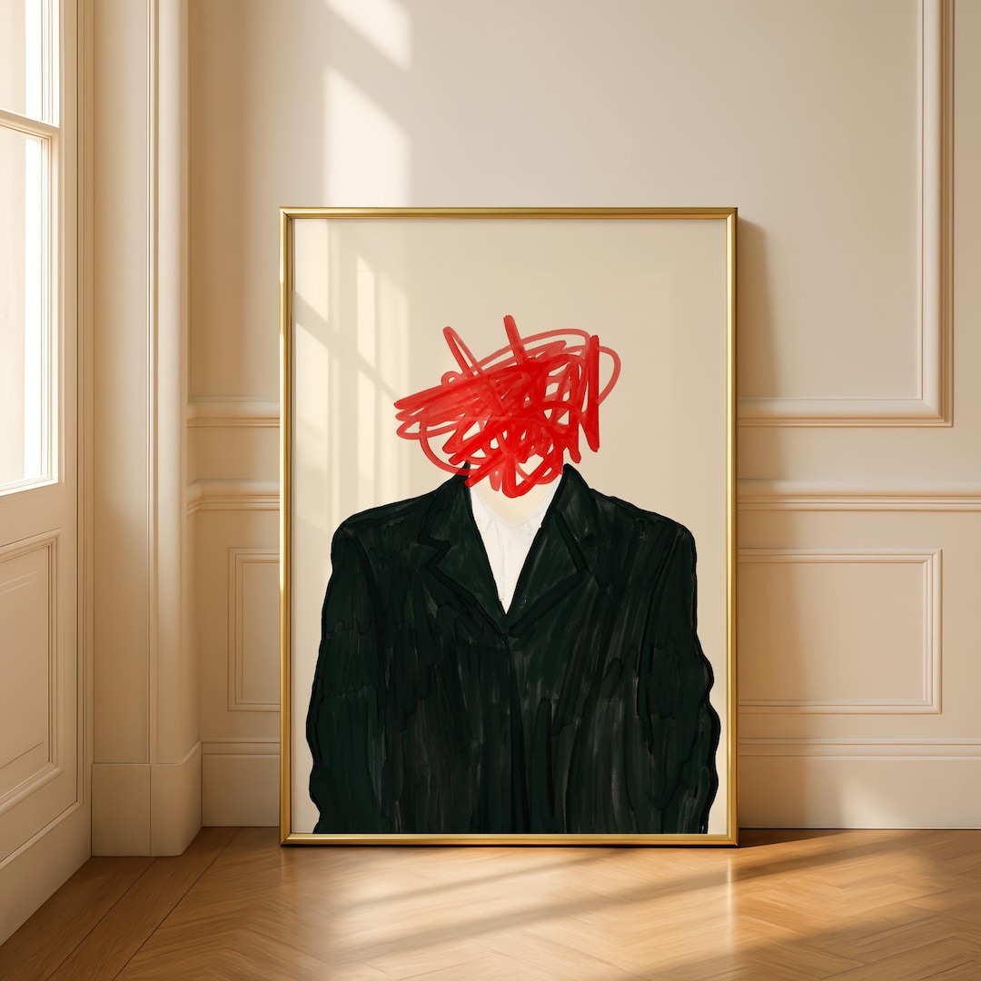 Red Scribble Abstract Art Print, Minimalist Modern Decor (digital ...