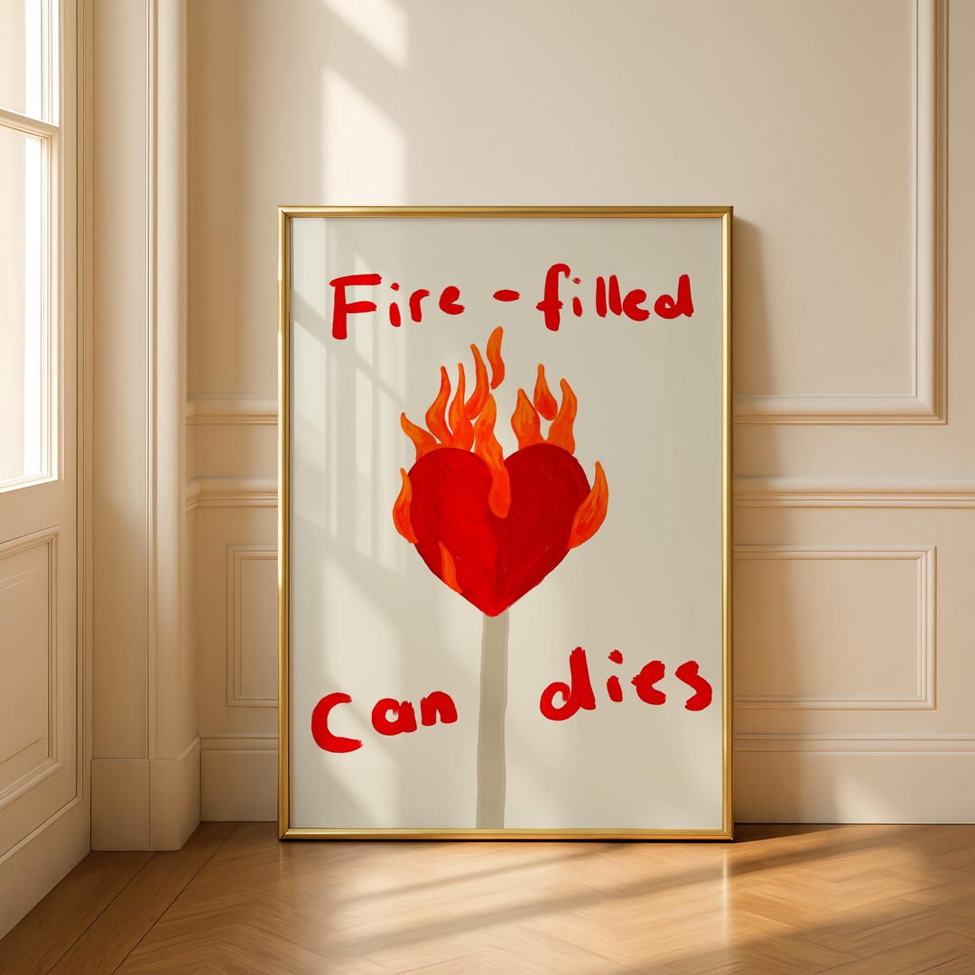 Fire-filled Candies Painting Poster, Playful Heart Lollipop ...