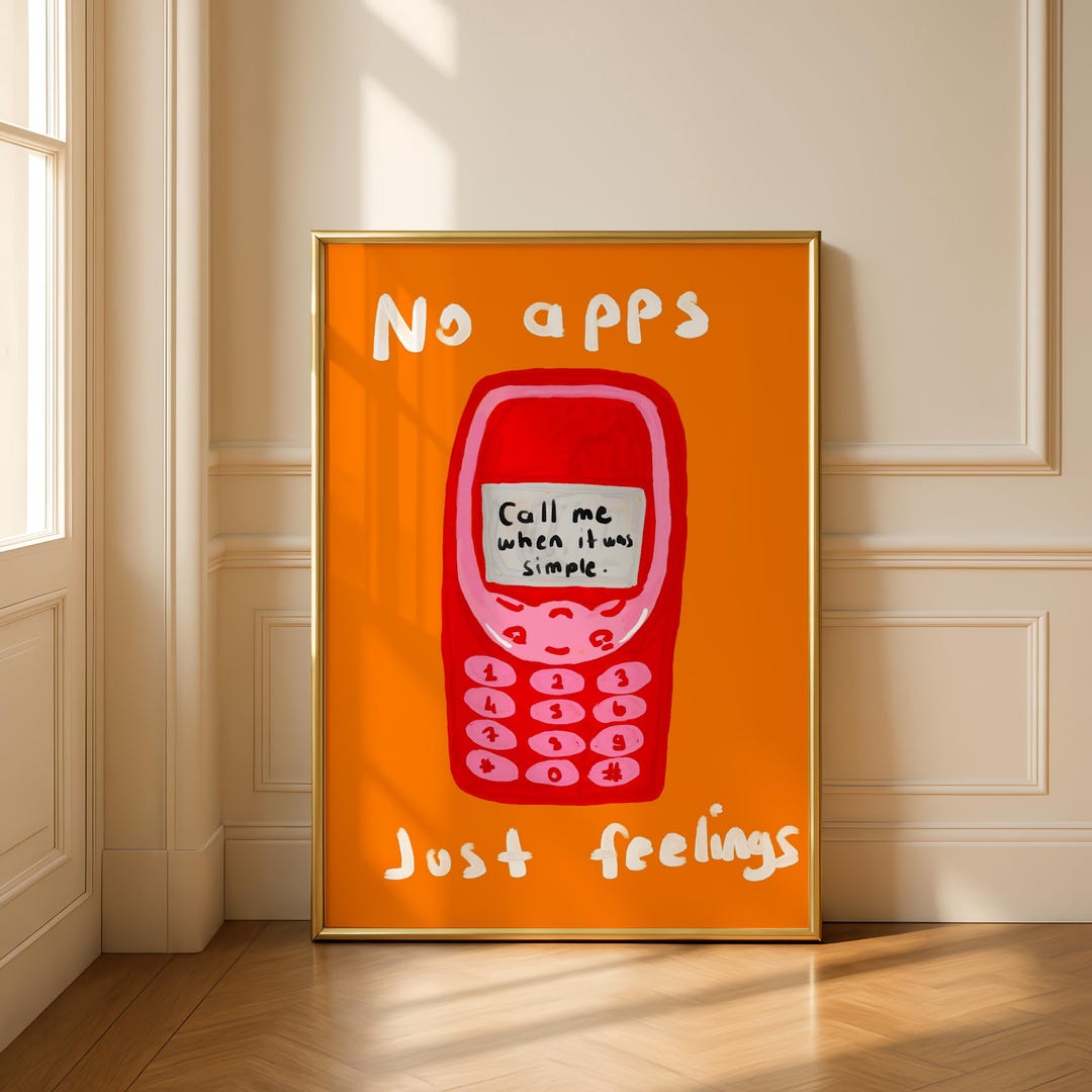 No Apps Just Feelings – Retro Phone Digital Art Print | Playful ...