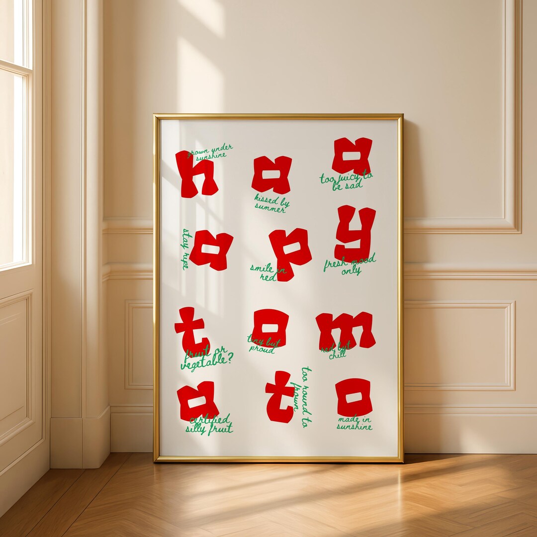 Tomato Type: Playful Typography Art Print and Whimsical Pop Poster for ...
