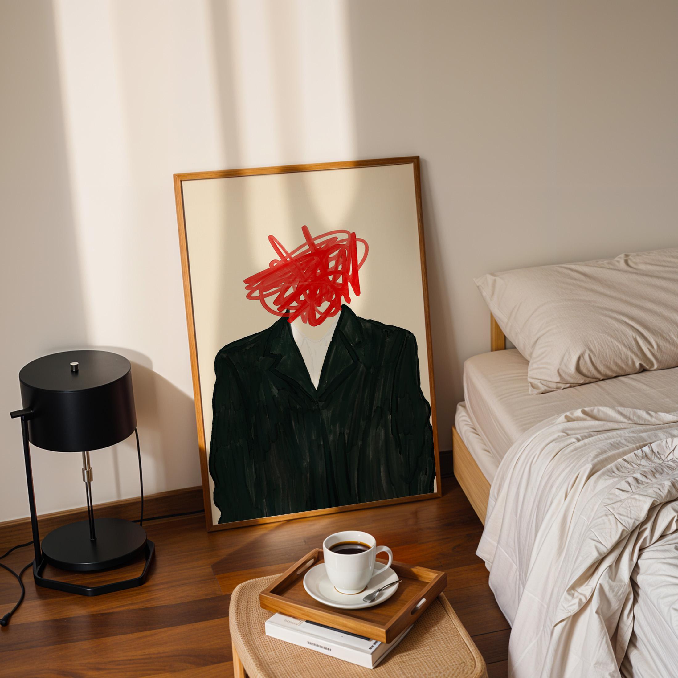 Red Scribble Abstract Art Print, Minimalist Modern Decor (digital ...