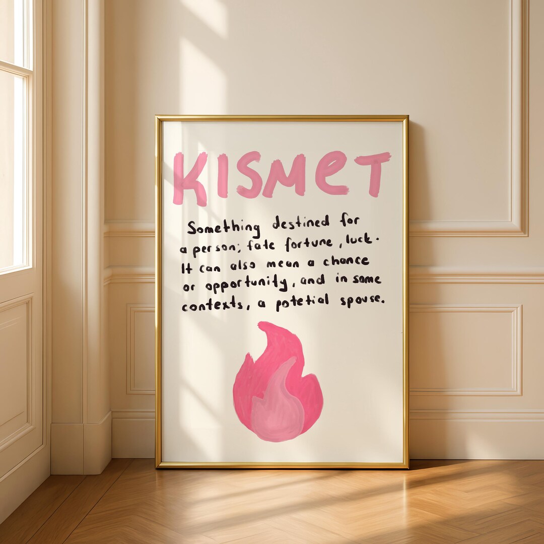 Kismet Definition Art Print, Fate and Destiny Typography Poster, Pink ...