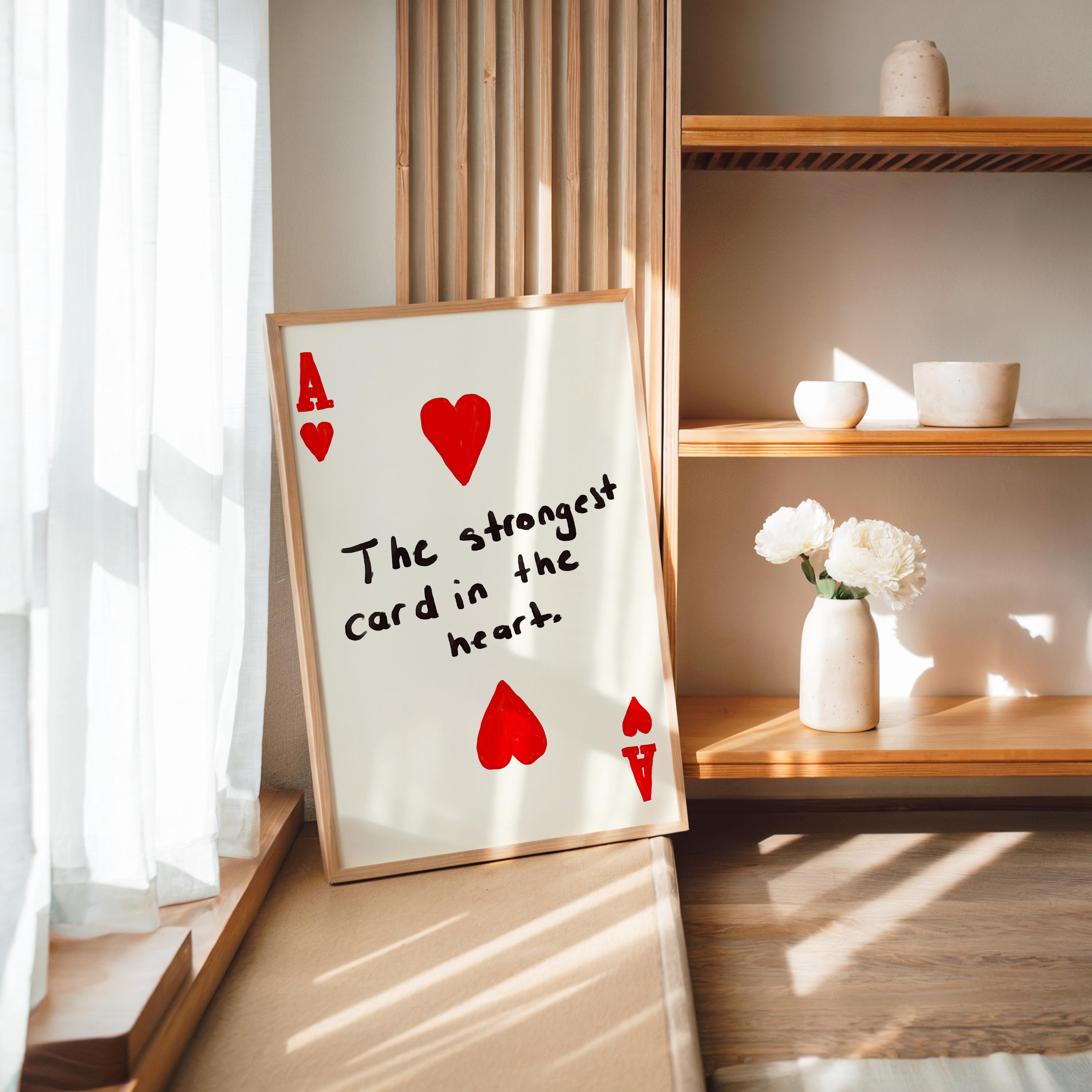 Hearts Ace Message Poster, Playful Card-style Quote Art Print, Red ...