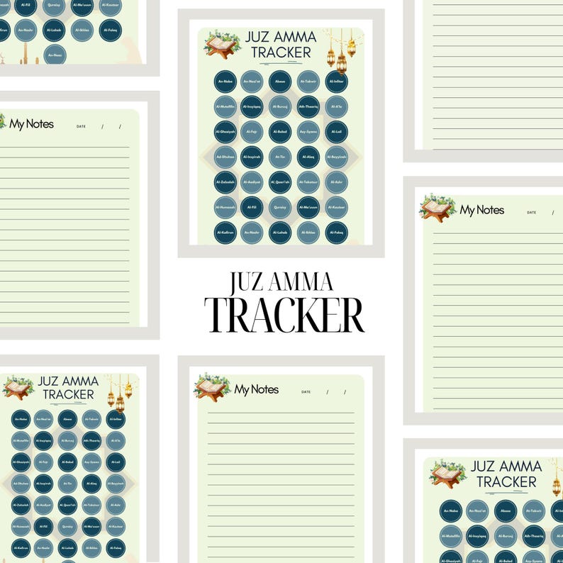 Juz Amma Tracker | Quran Memorization, Islamic Planner (printable PDF ...