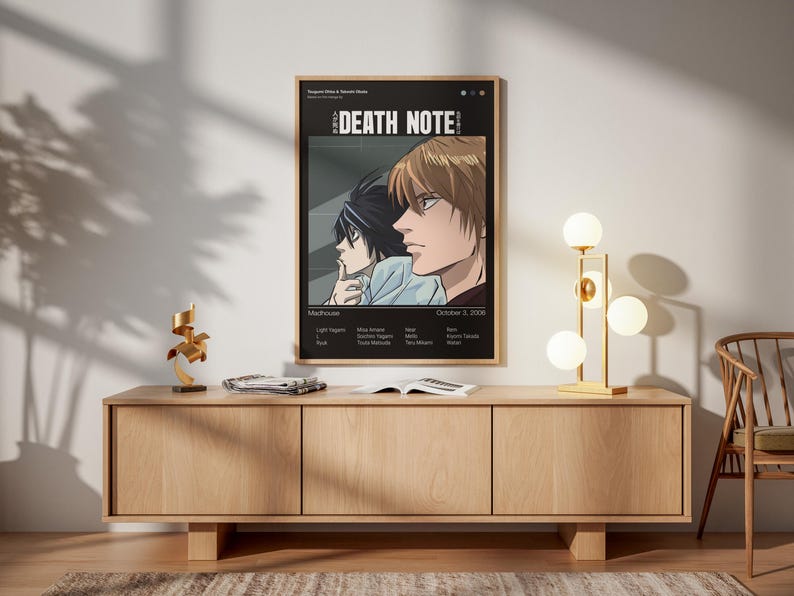 Death Note Poster, Light Yagami & L Anime Wall Art Print Vintage ...