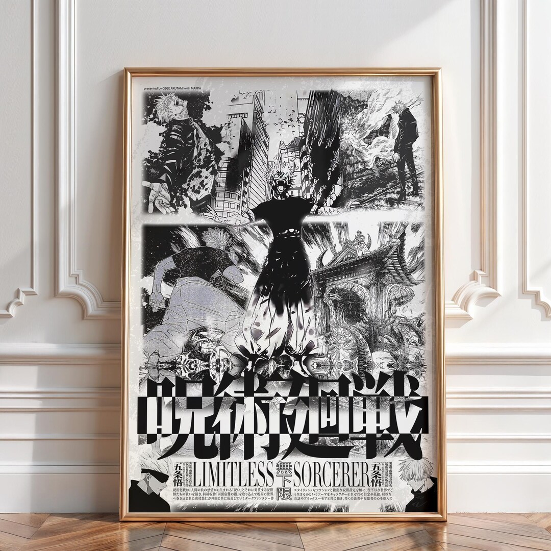 Satoru Gojo Jujutsu Kaisen Anime Poster, JJK Manga Art Print Vintage ...