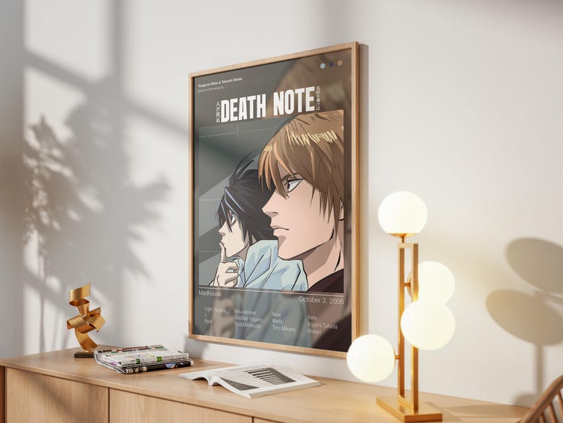 Death Note Poster, Light Yagami & L Anime Wall Art Print Vintage ...