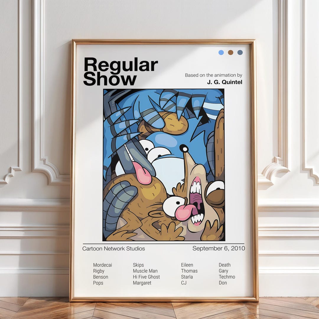 Regular Show Poster, Mordecai & Rigby Wall Art Print Vintage Artwork ...
