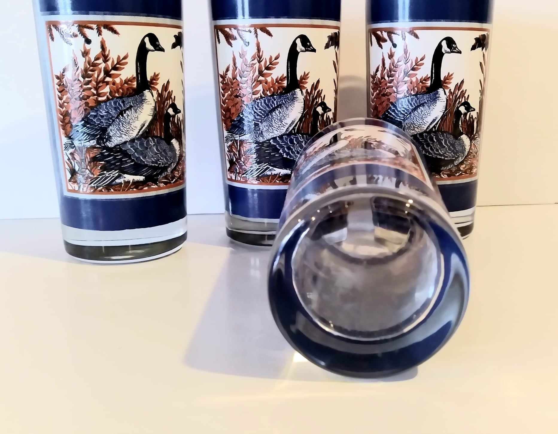 Vintage Heavy Glass Goose Geese Wildlife Themed Collectible Tumblers ...