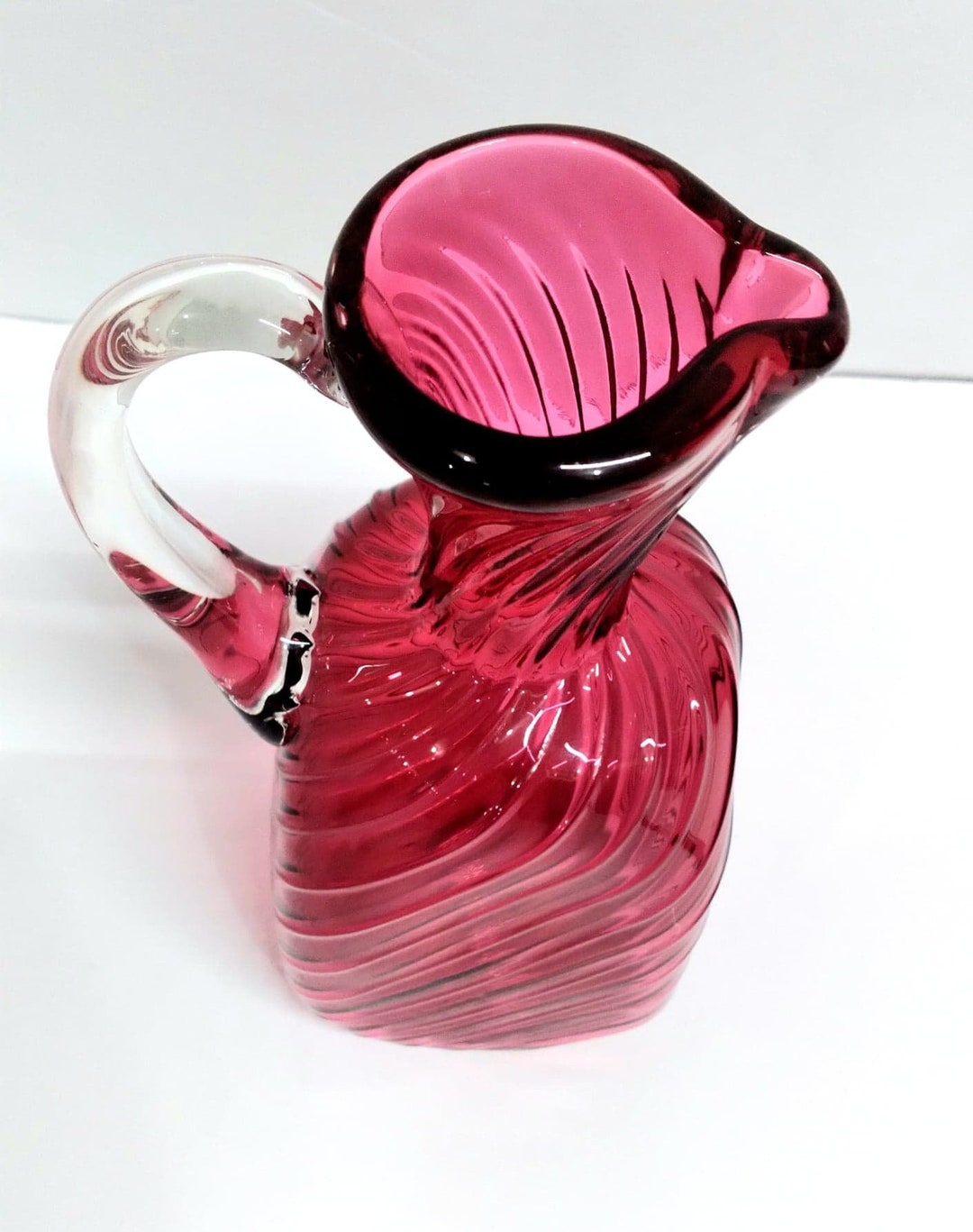 Vintage Blown Deep Cranberry Glass Small Pitcher Ewer Vase - Etsy