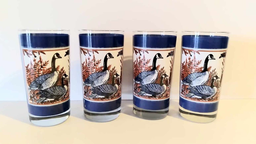 Vintage Heavy Glass Goose Geese Wildlife Themed Collectible Tumblers ...
