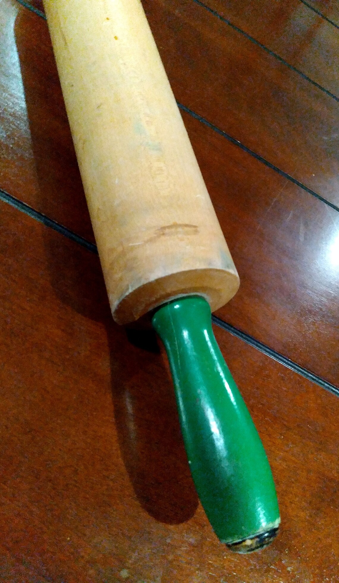 Vintage Green Handled Rolling Pin - Etsy