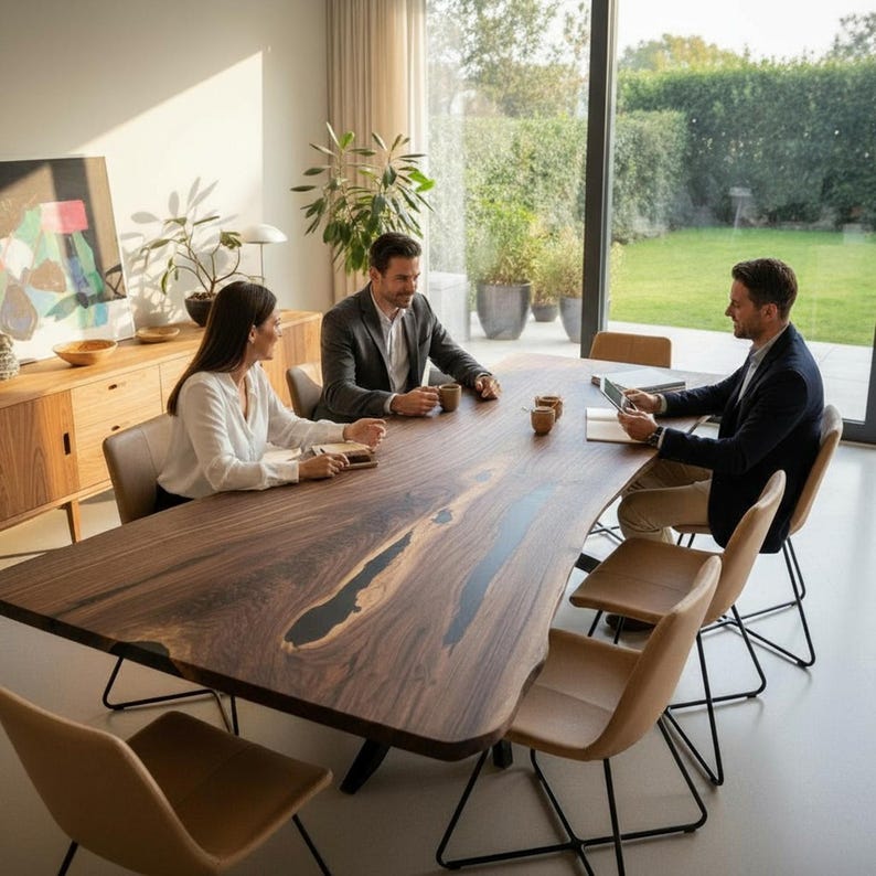 Solid Walnut Live Edge Table – Custom Conference, Dining, and Office ...