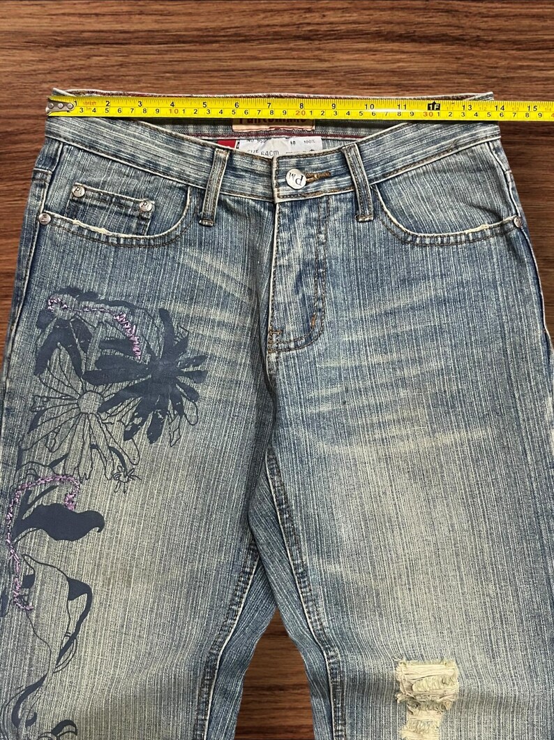Vintage Pantomime Floral Tribe Tattoo Distressed Flare Jeans - Etsy ...