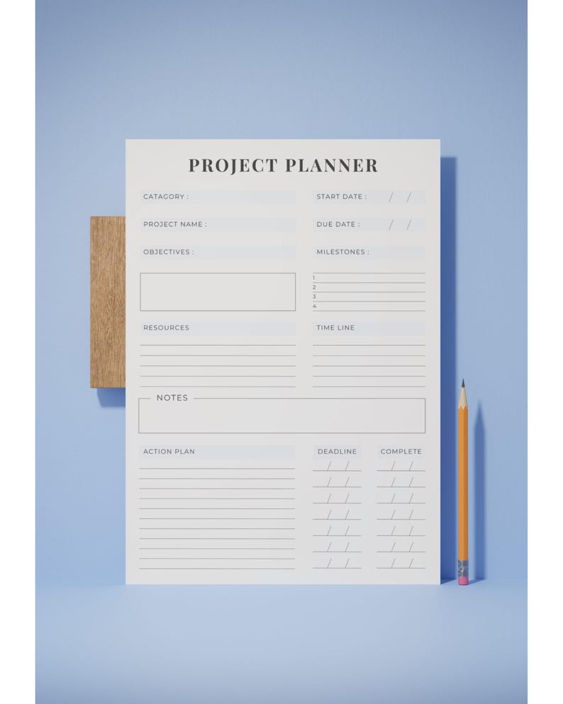 Minimalist Project Planner Printable | Task Organizer (digital Download ...