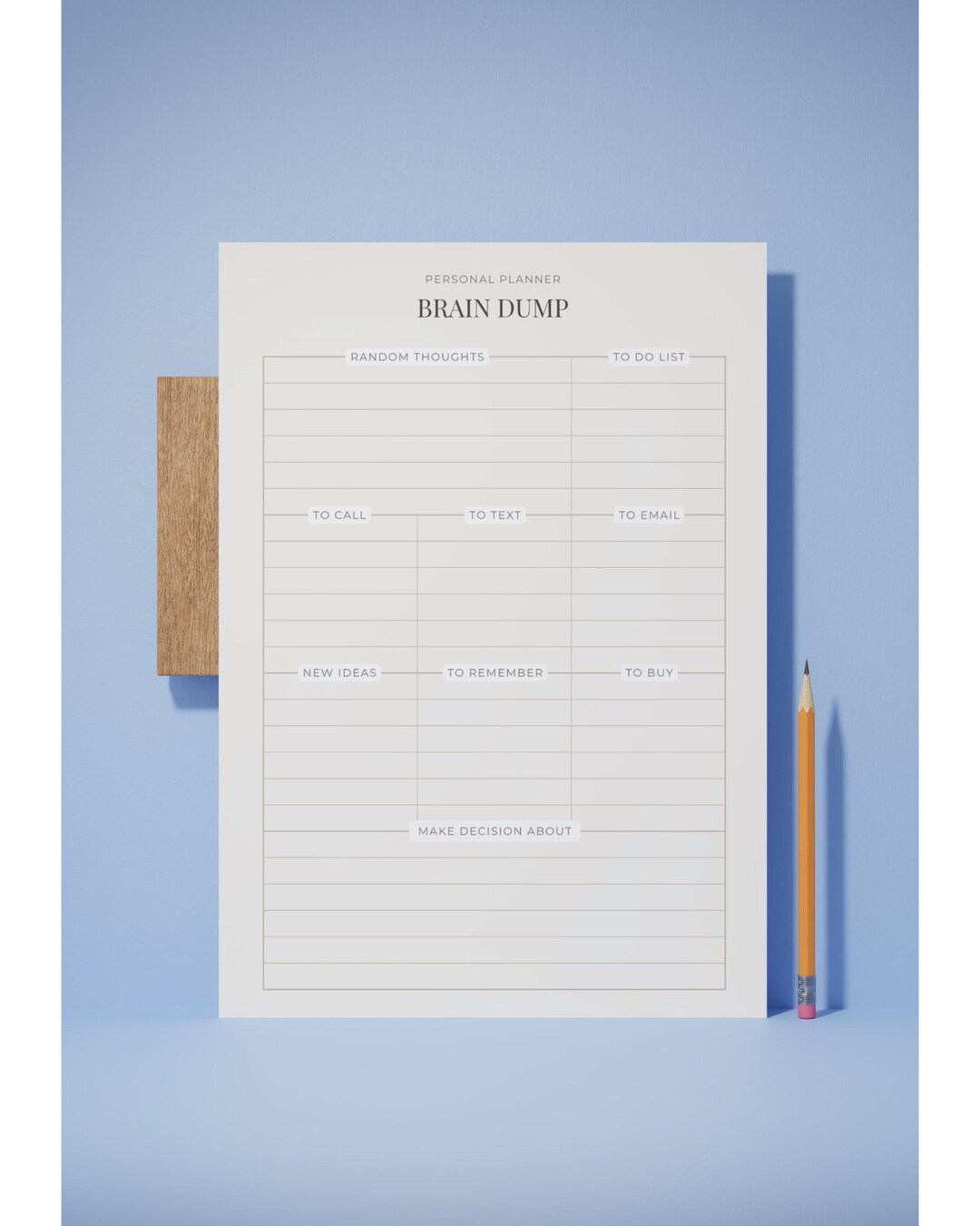 Brain Dump Planner | Minimalist Mental Clarity, Productivity (digital ...