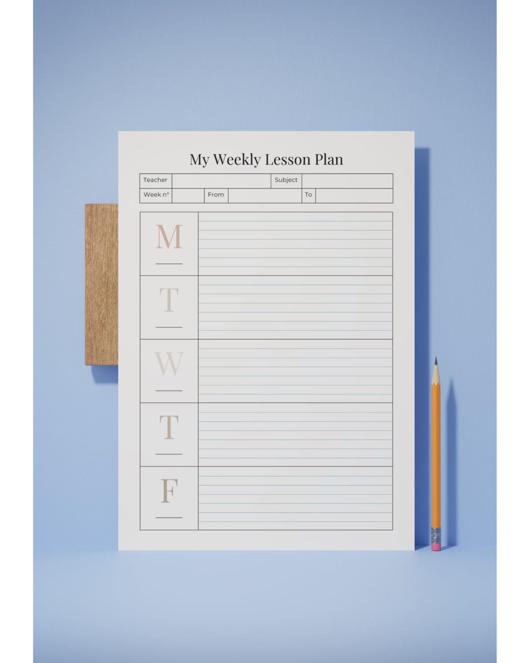 Weekly Lesson Plan Printable | Minimalist Teacher Planner (PDF) - Etsy