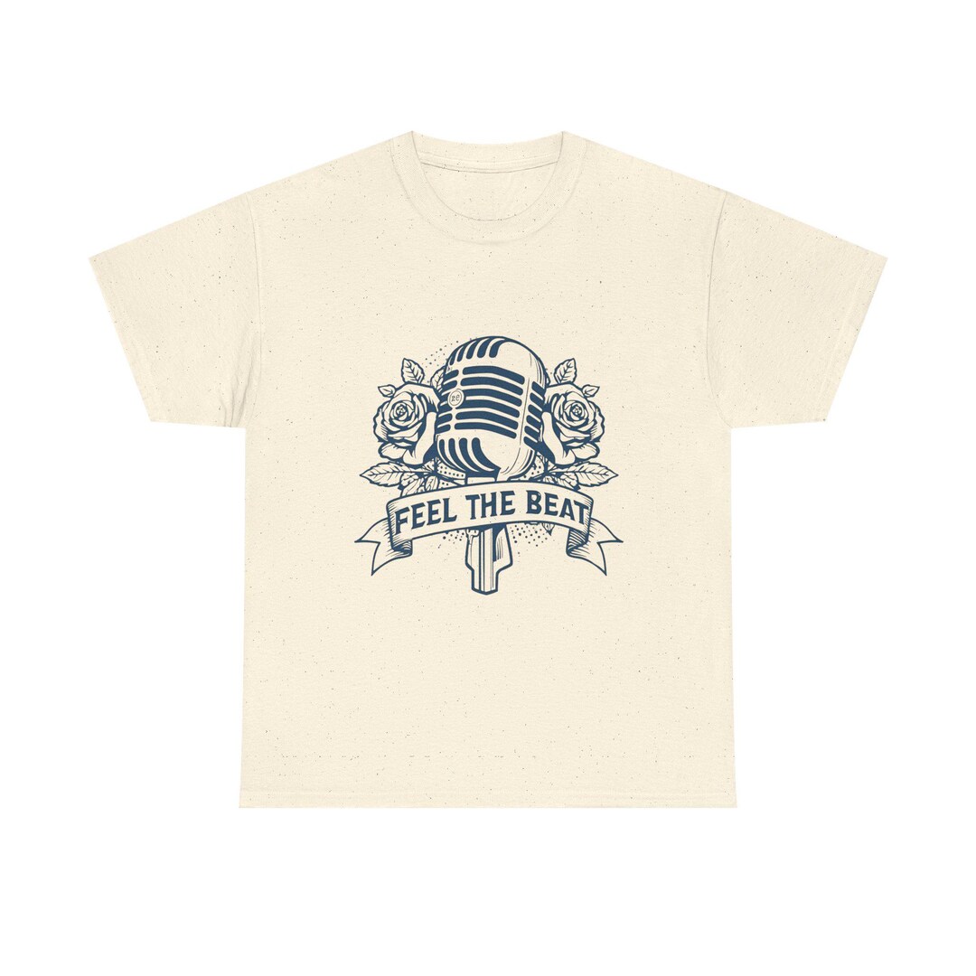 Feel the Beat Shirt | Retro Mic & Roses Graphic Tee | Musician Gift ...